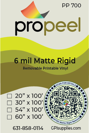 PP700 ProPeel 6 mil MATTE White Semi-Rigid Removable Printable Vinyl ...