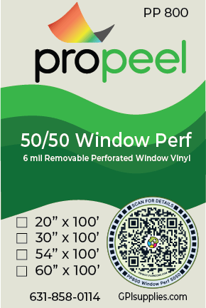 PP800 ProPeel 6 mil 50/50 PERFORATED Removable Printable Window Vinyl ...
