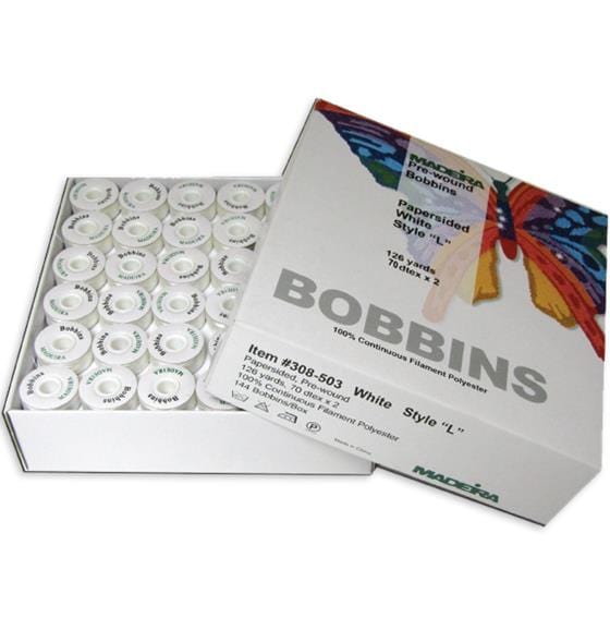 Madeira ELITE Paper Sided Bobbins 144/Box White or Black | GPI Supplies